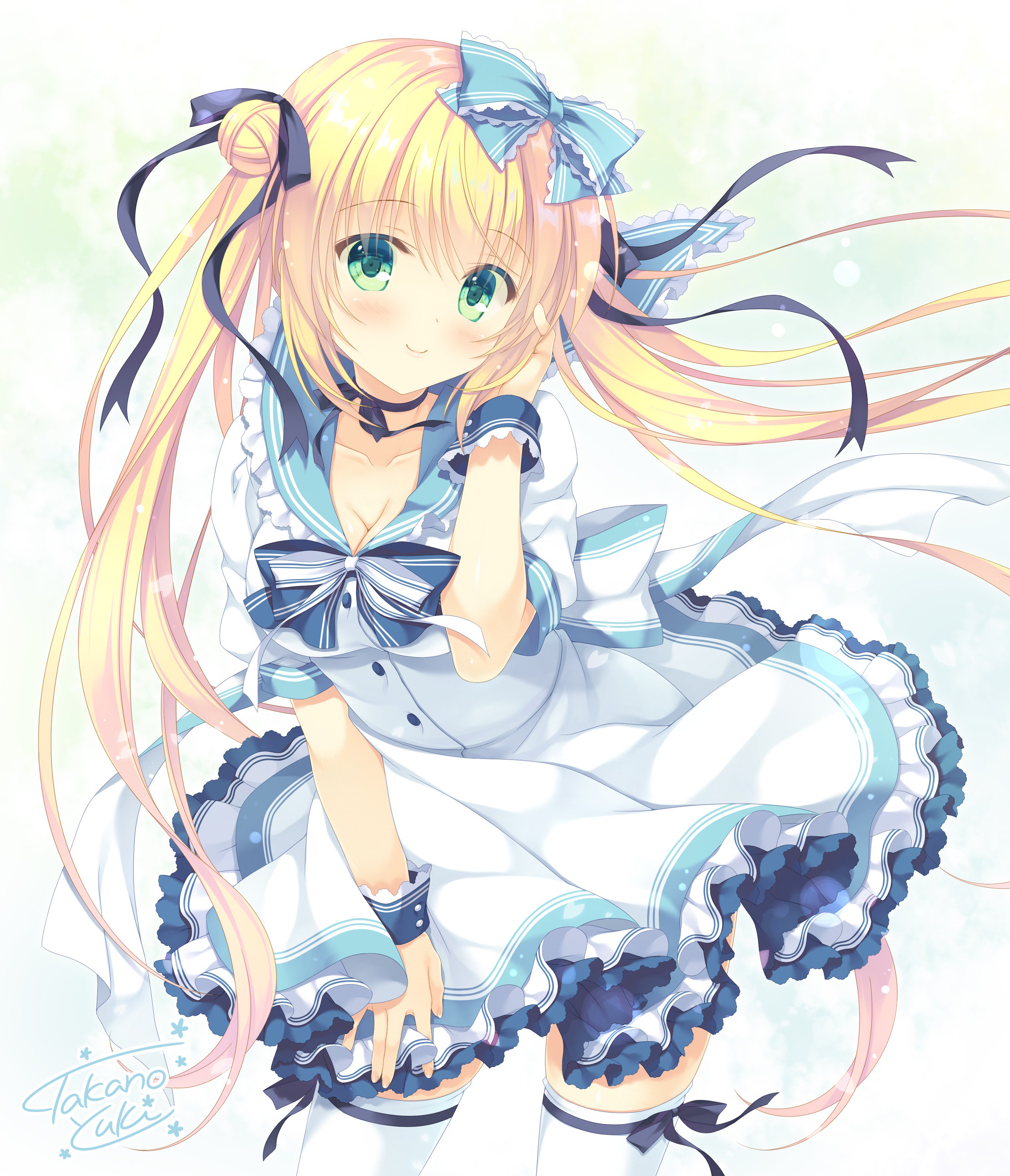 takano yuki aria-chan breast hold cleavage dress skirt lift thighhighs | #494723 | yande.re